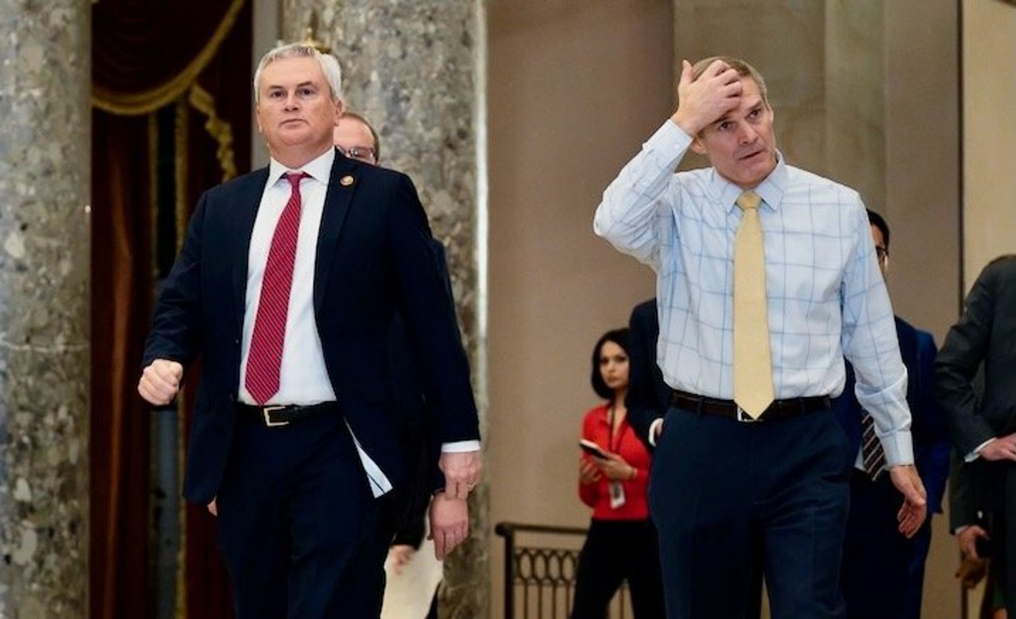 Comer and Jordan duck reporters' questions during Hunter Biden hearing ...